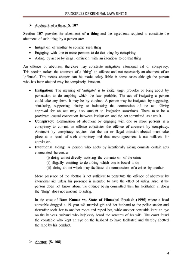 Abetment and Criminal Conspiracy under English and Indian law | DOCX | Crime & Harmful Acts to ...