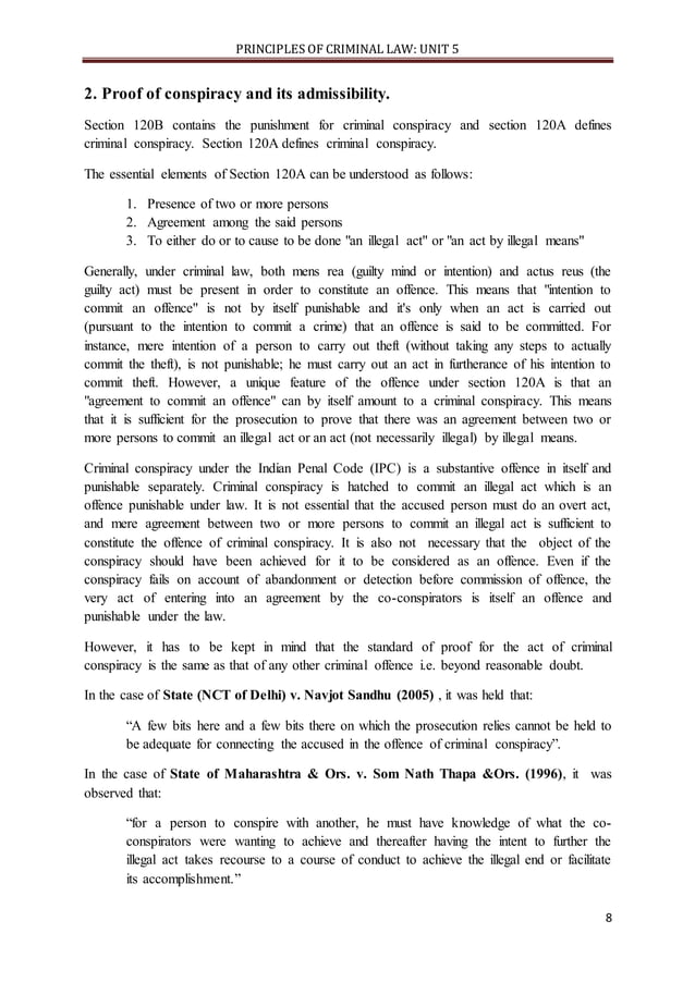 Abetment and Criminal Conspiracy under English and Indian law | DOCX | Crime & Harmful Acts to ...