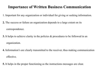 Importance of Written Communication | PPTX