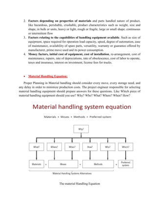 Selection of Material Handling Equipment | PDF