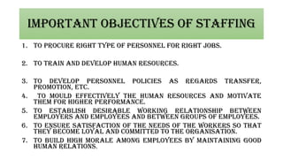 What is Manpower Planning Organizing Staffing Important objectives of ...