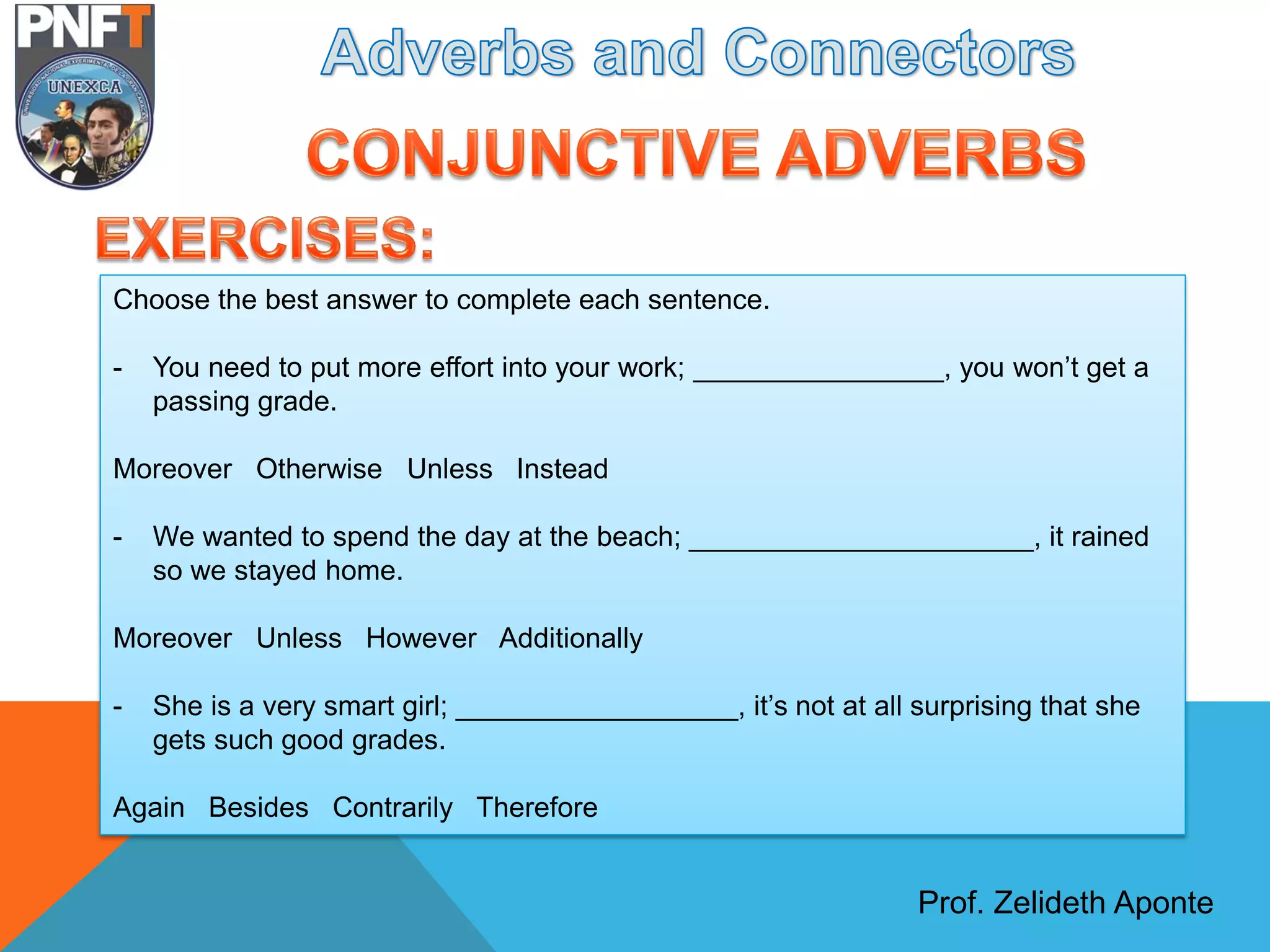 Unit 5. adverbs and connectors | PDF
