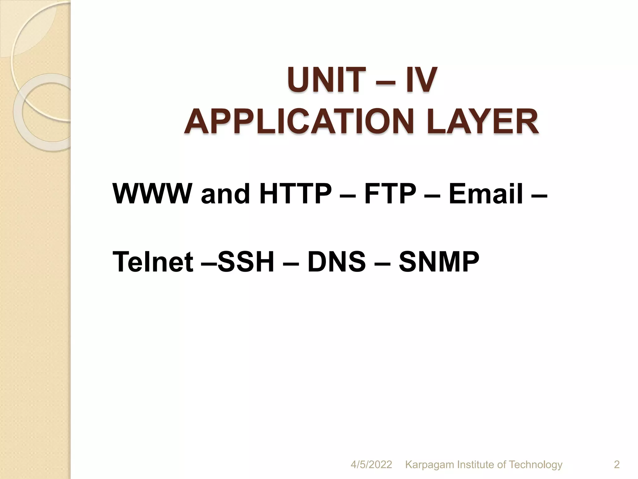 Unit 5 Application Layer | PPT