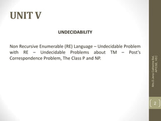 Theory of Computation Unit 5 | PPT
