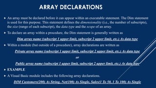 procedures and arrays | PPT