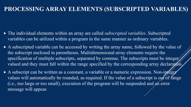 procedures and arrays | PPT