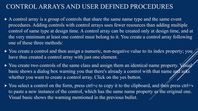 procedures and arrays | PPT