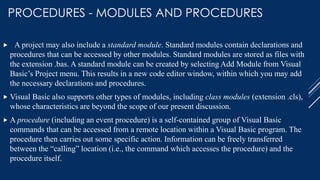 procedures and arrays | PPT