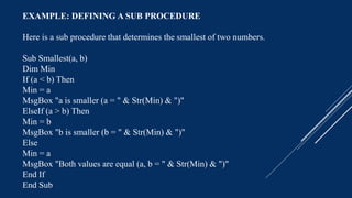 procedures and arrays | PPT