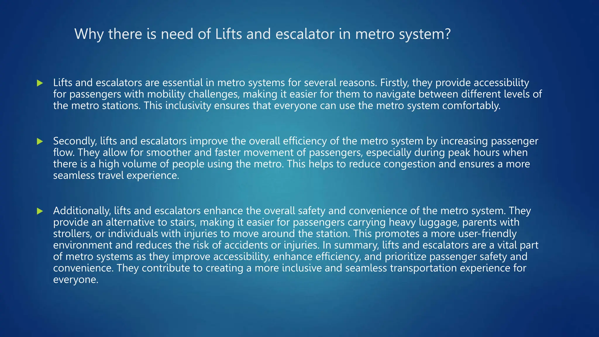 Mechanical systems in metro system and engineering | PPTX