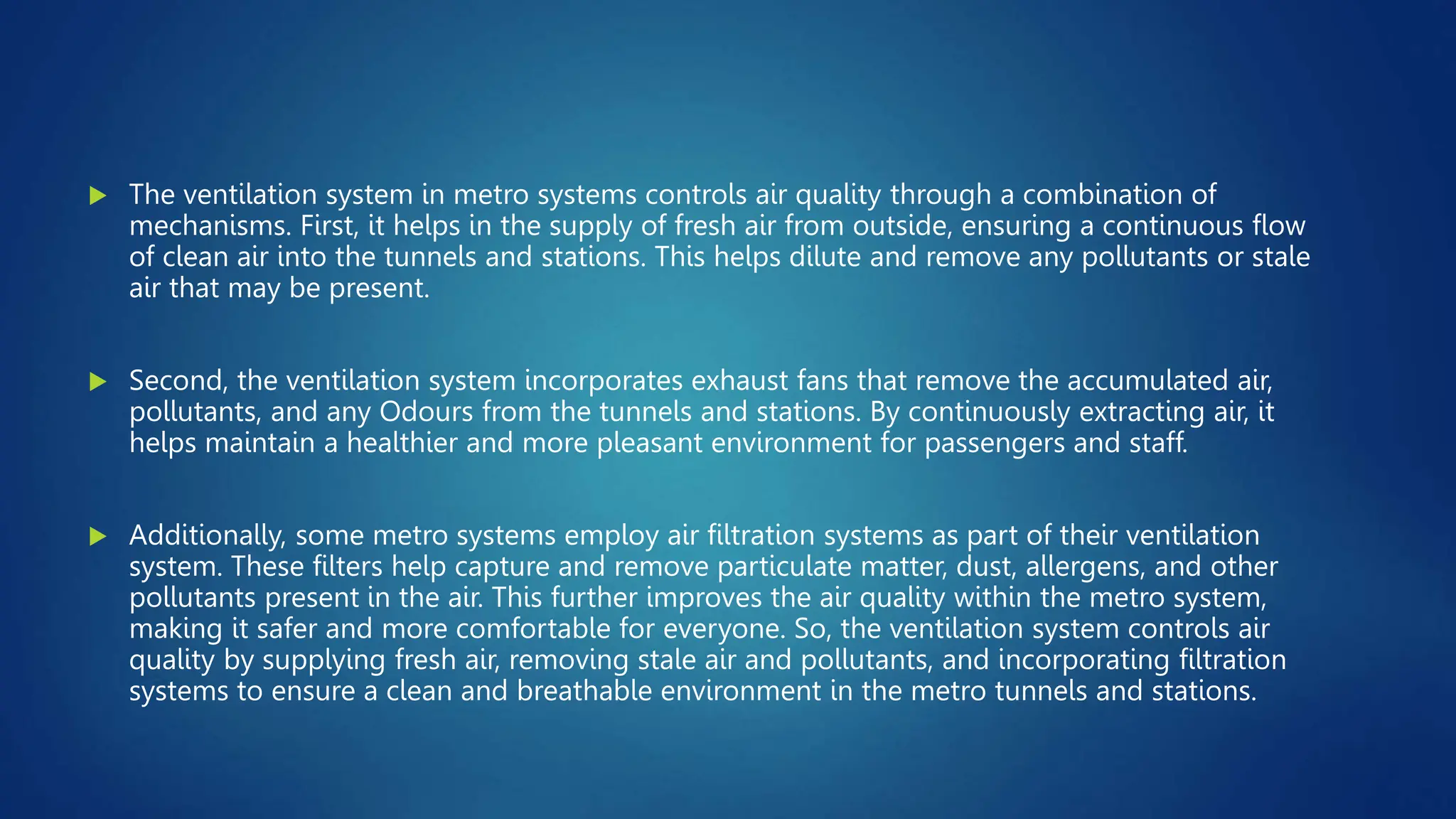 Mechanical systems in metro system and engineering | PPTX