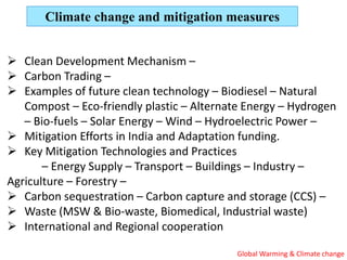 Climate change and mitigation measures for sustainability. | PPT