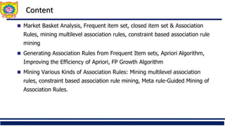 Frequent Pattern Analysis, Apriori and FP Growth Algorithm | PDF