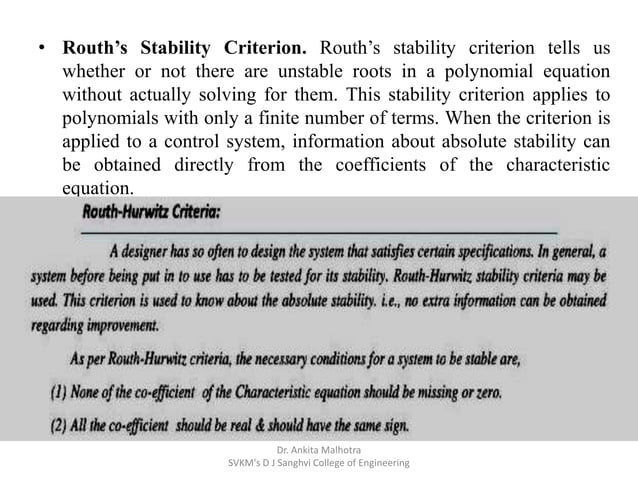 Stability of control systems in time-domain | PPTX