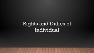 Rights and Duties of Individual (Political Science) | PPT