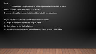 Rights and Duties of Individual (Political Science) | PPTX