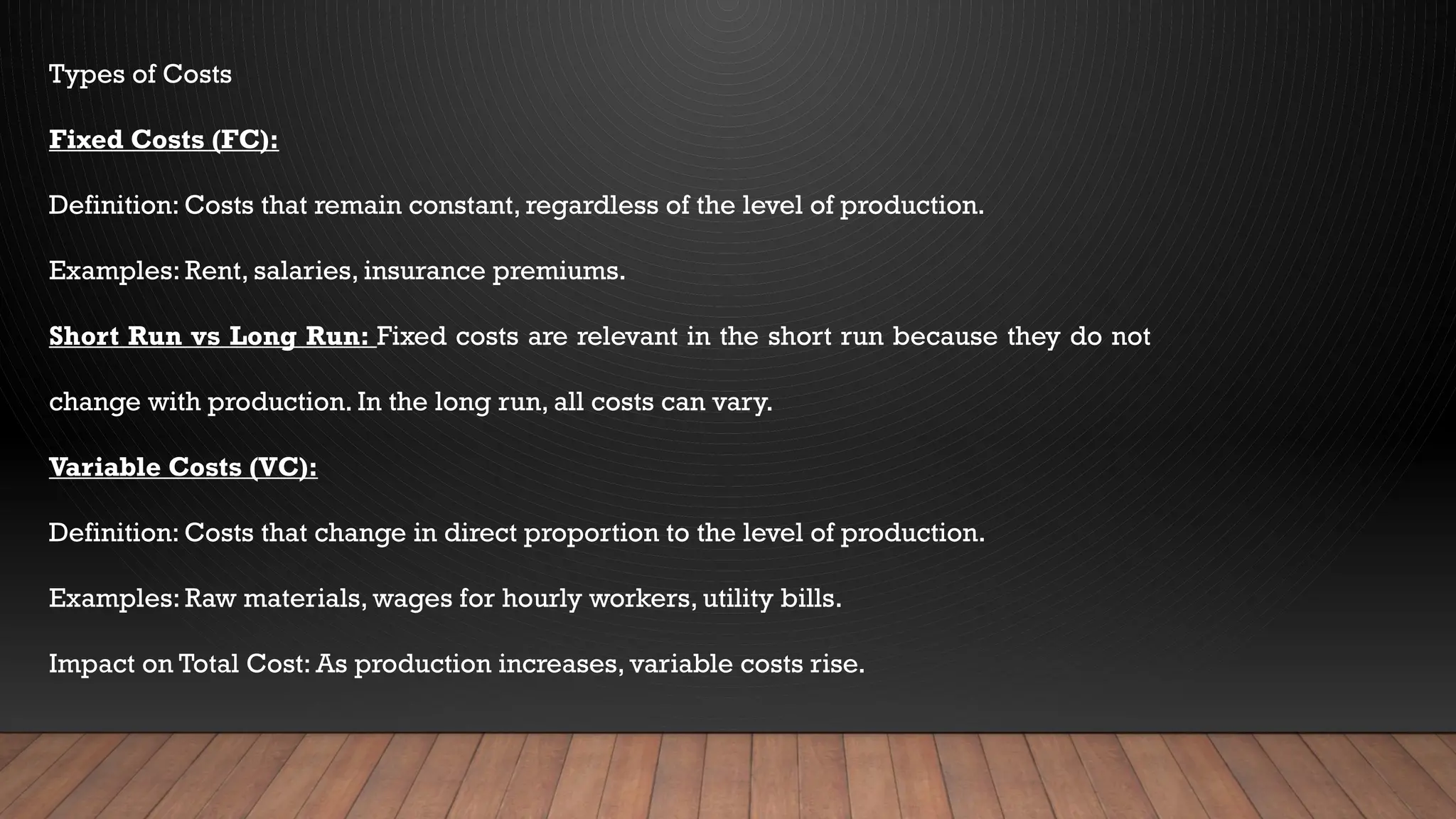 Costs and Revenue of Production (Micro Economics) | PPTX