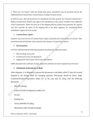 Customs import and export procedures EXIM Policy | PDF