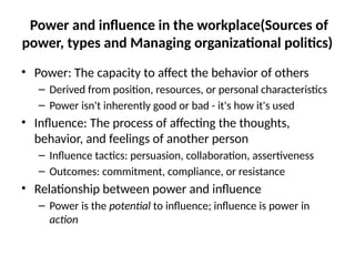 PPT on power, politics, conflict management and Leadership theories | PPTX