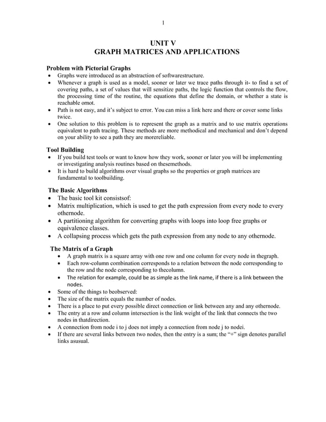 Graph Matrices and Application: Motivational overview, matrix of graph ...