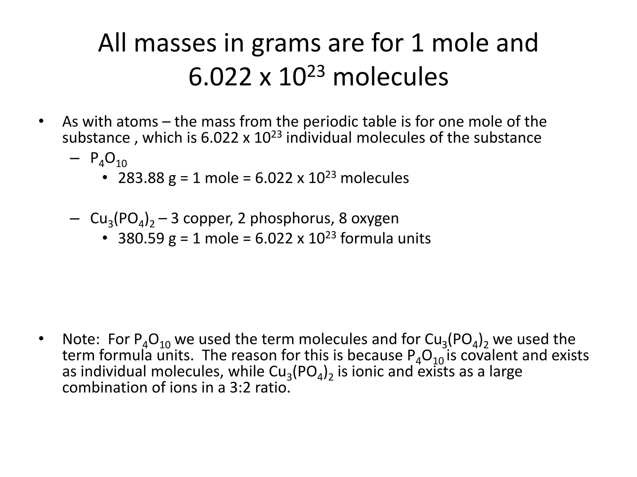 Unit 5 3 molecular masses and conversions | PPTX