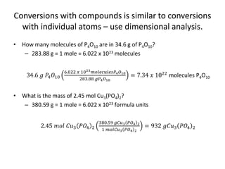 Unit 5 3 molecular masses and conversions | PPTX | Chemistry | Science