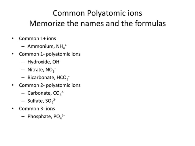 Unit 5 6 polyatomic ions | PPTX | Chemistry | Science