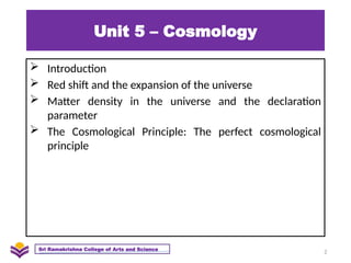 Unit 5 - Astronomy and Astrophysics - Cosmology | PPTX