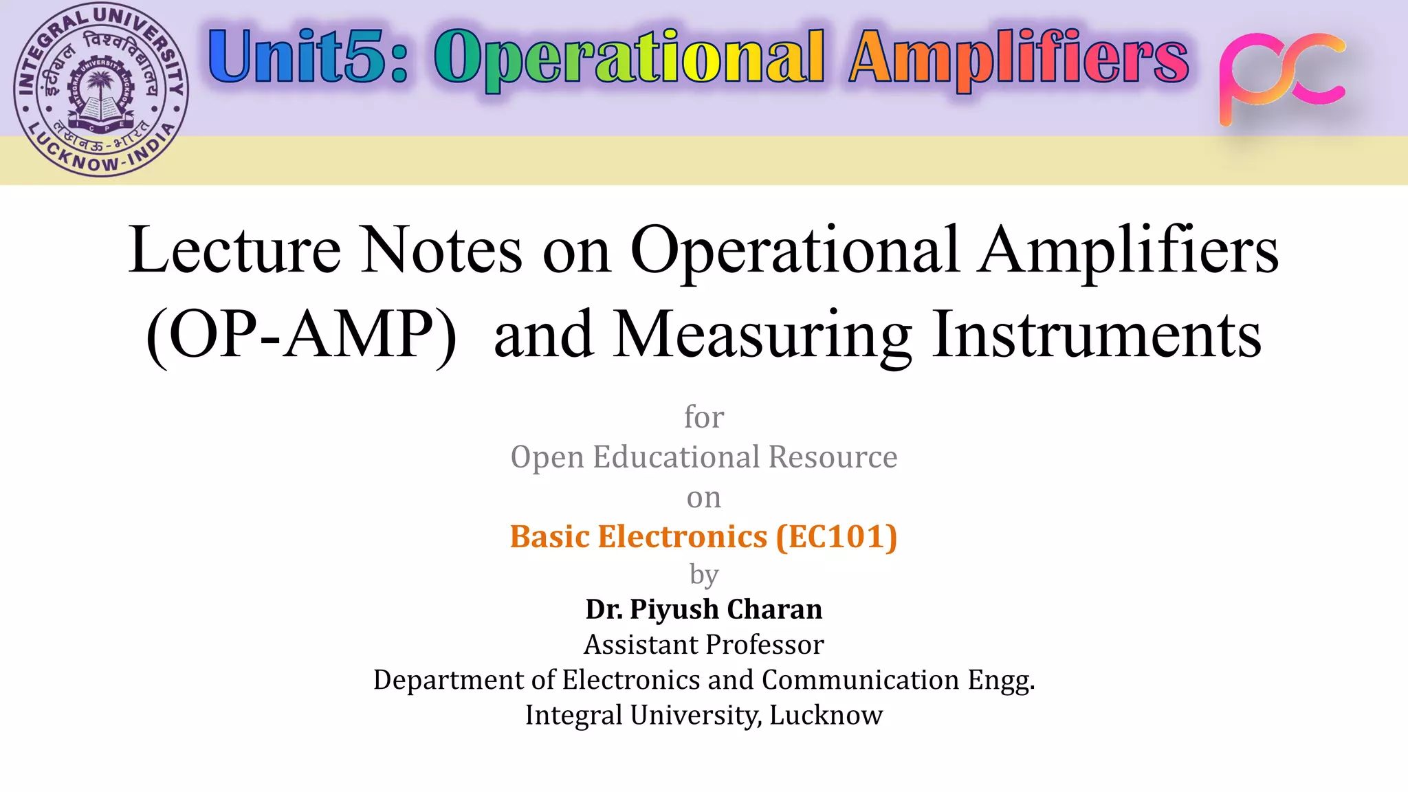 Unit 5-Operational Amplifiers and Electronic Measurement Devices | PDF