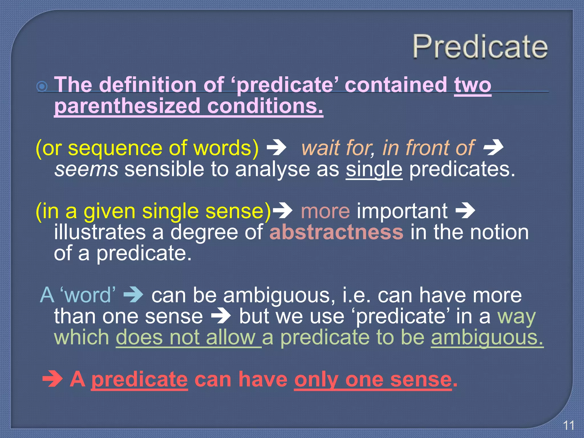 Unit 5 - Predicates | PPTX