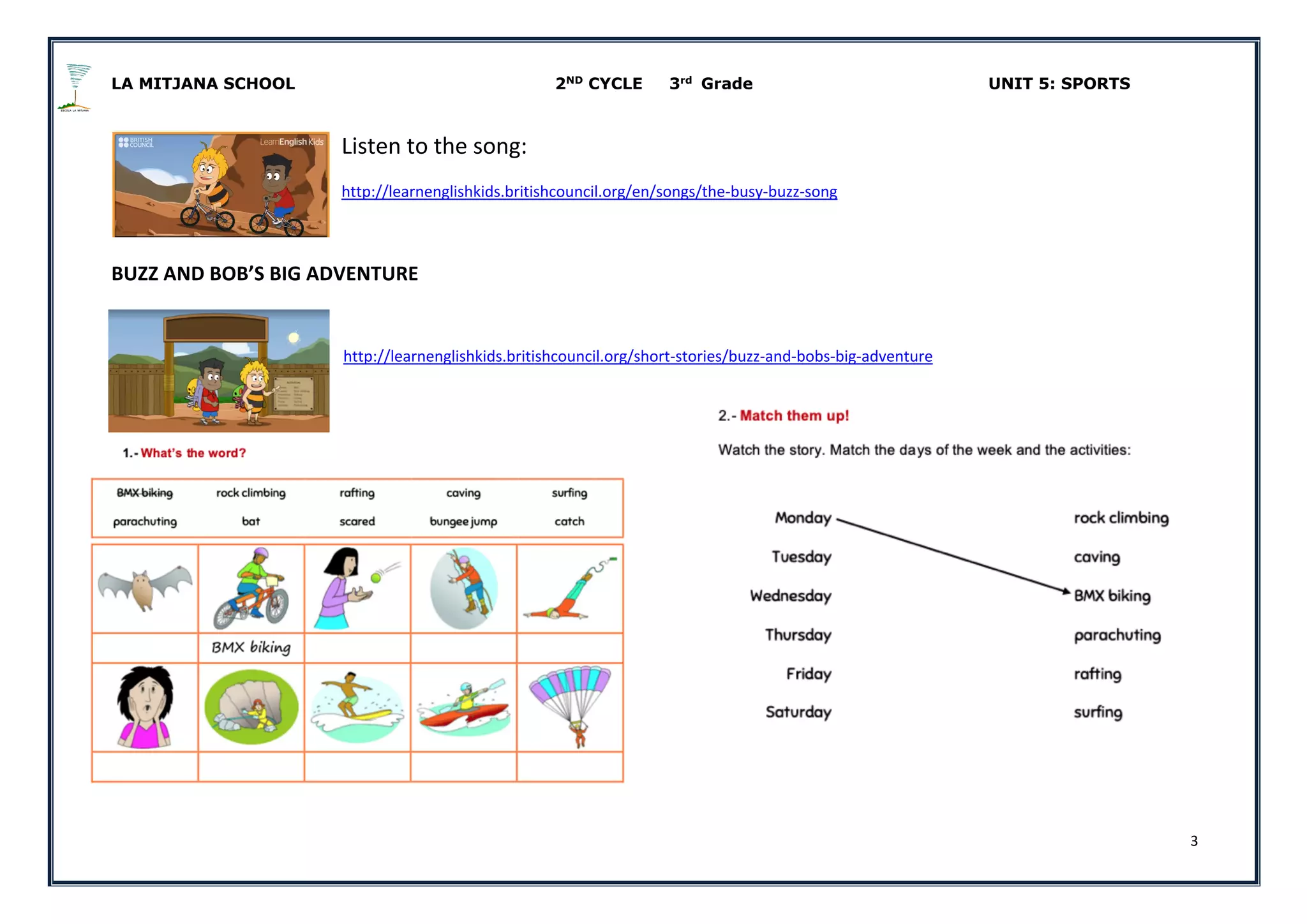 3rd grade UNIT 5 | PDF