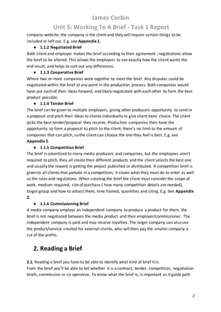 Unit 5 : Working To A Brief - Task 1 Report | PDF