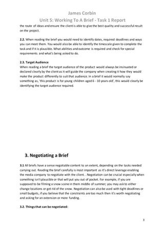 Unit 5 : Working To A Brief - Task 1 Report | PDF