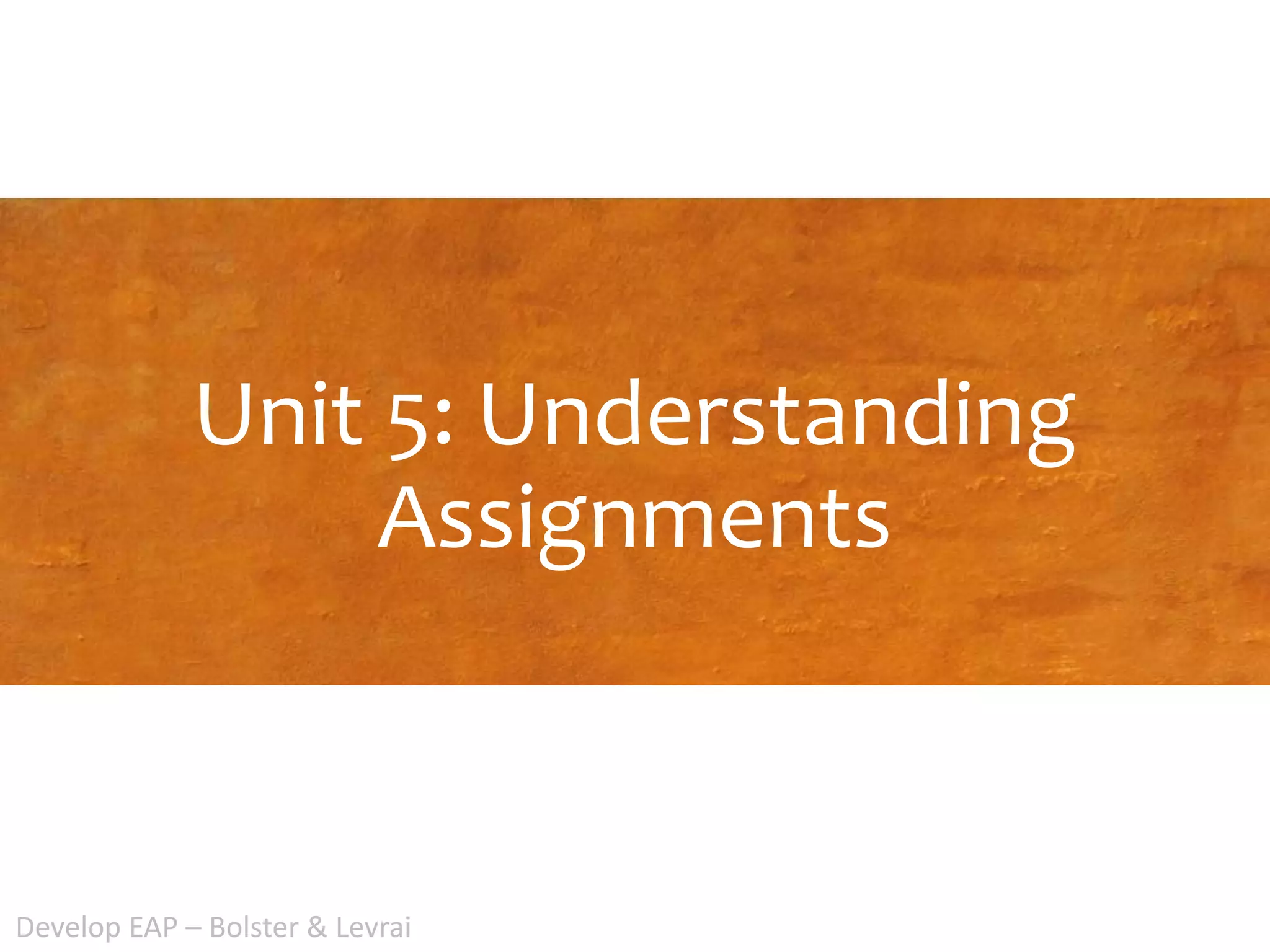 Unit 5 - understanding assignments | PPTX Unit 5 - understanding assignments | PPTX