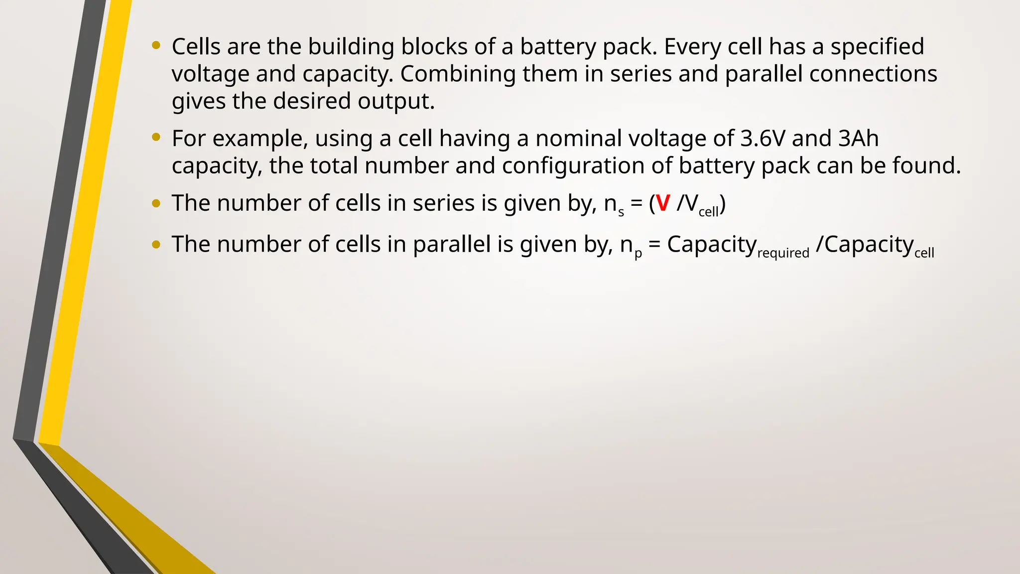 Electric Vehicle Mechanics and capacity estimation for battery packs | PPT