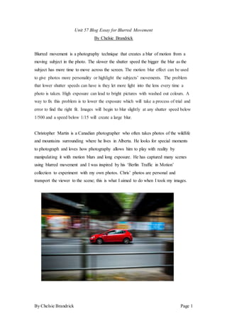 Unit 57 Blog Essay For Blurred Movement | DOCX