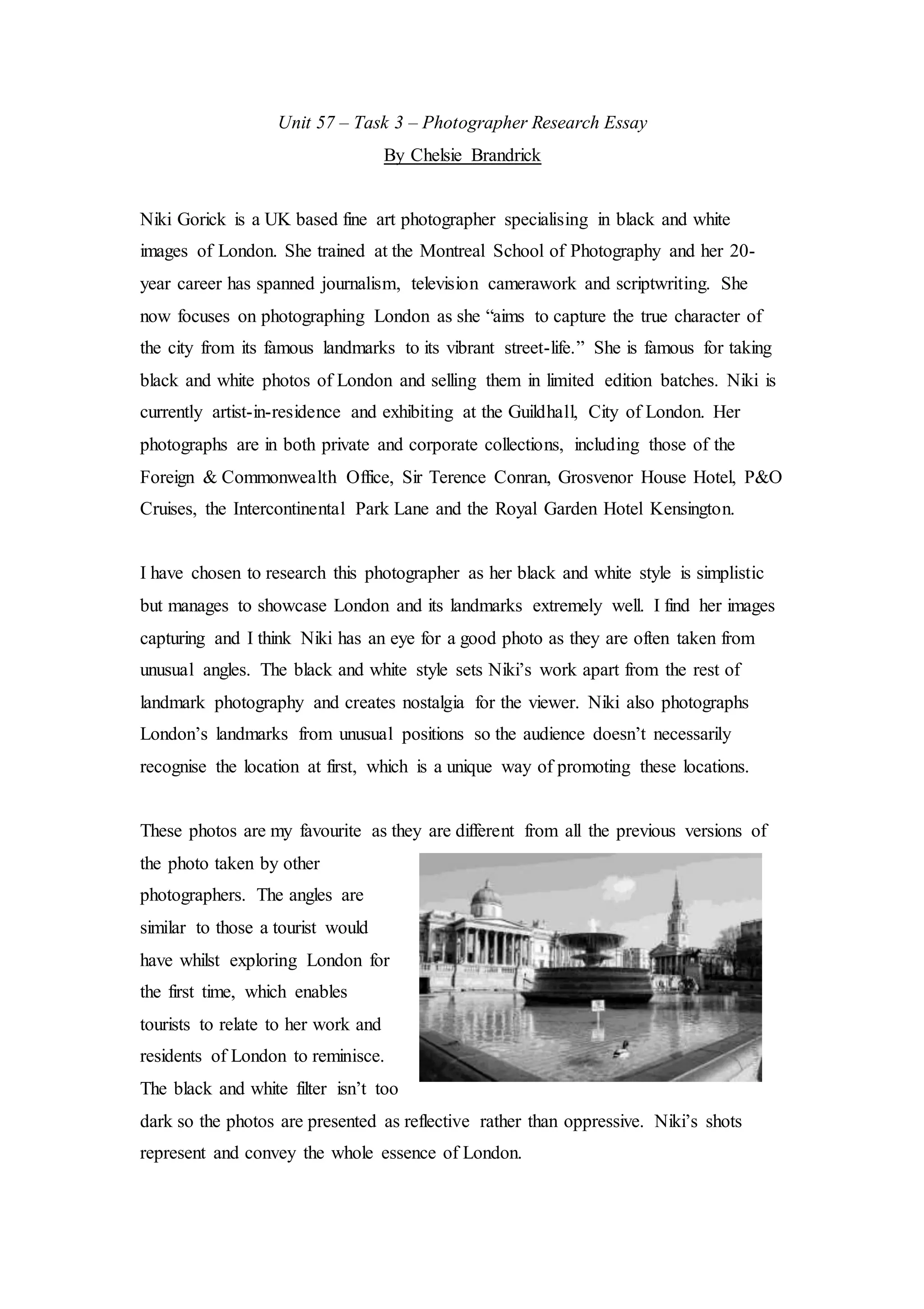 Unit 57 – Task 3 – Photographer Research Essay | PDF