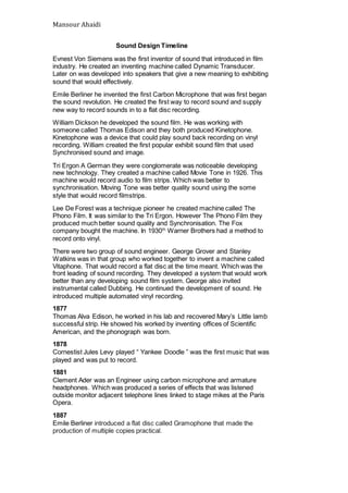 Unit 58 development of sound design for moving image | DOCX