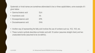 Fatty acid clusters (Unit 5 a) | PPT