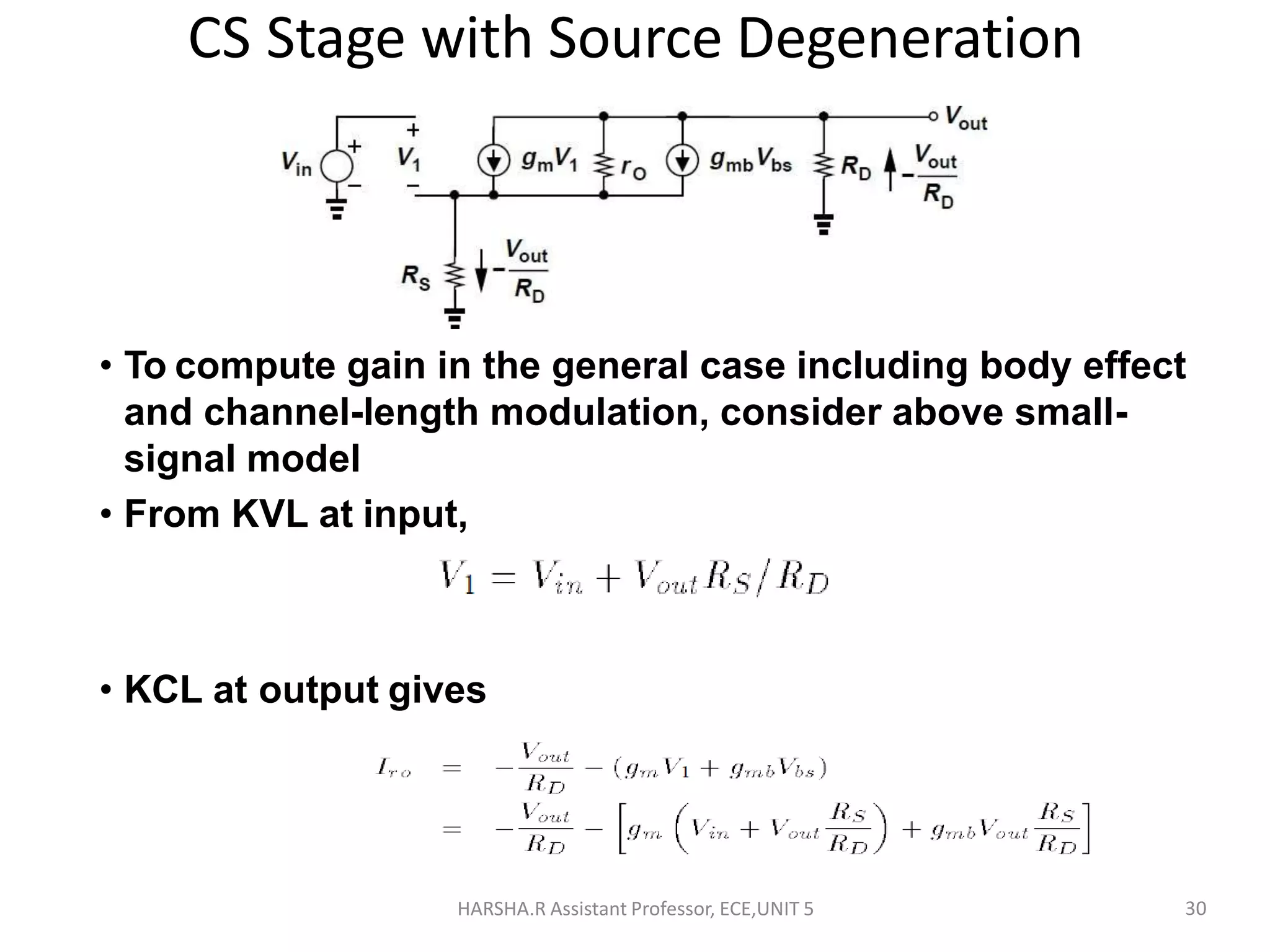 single stage amplifier Unit 5 AMVLSI | PPTX