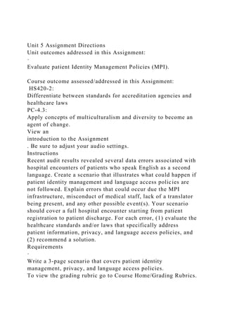 Unit 5 Assignment Directions Unit outcomes addressed in this Ass.docx