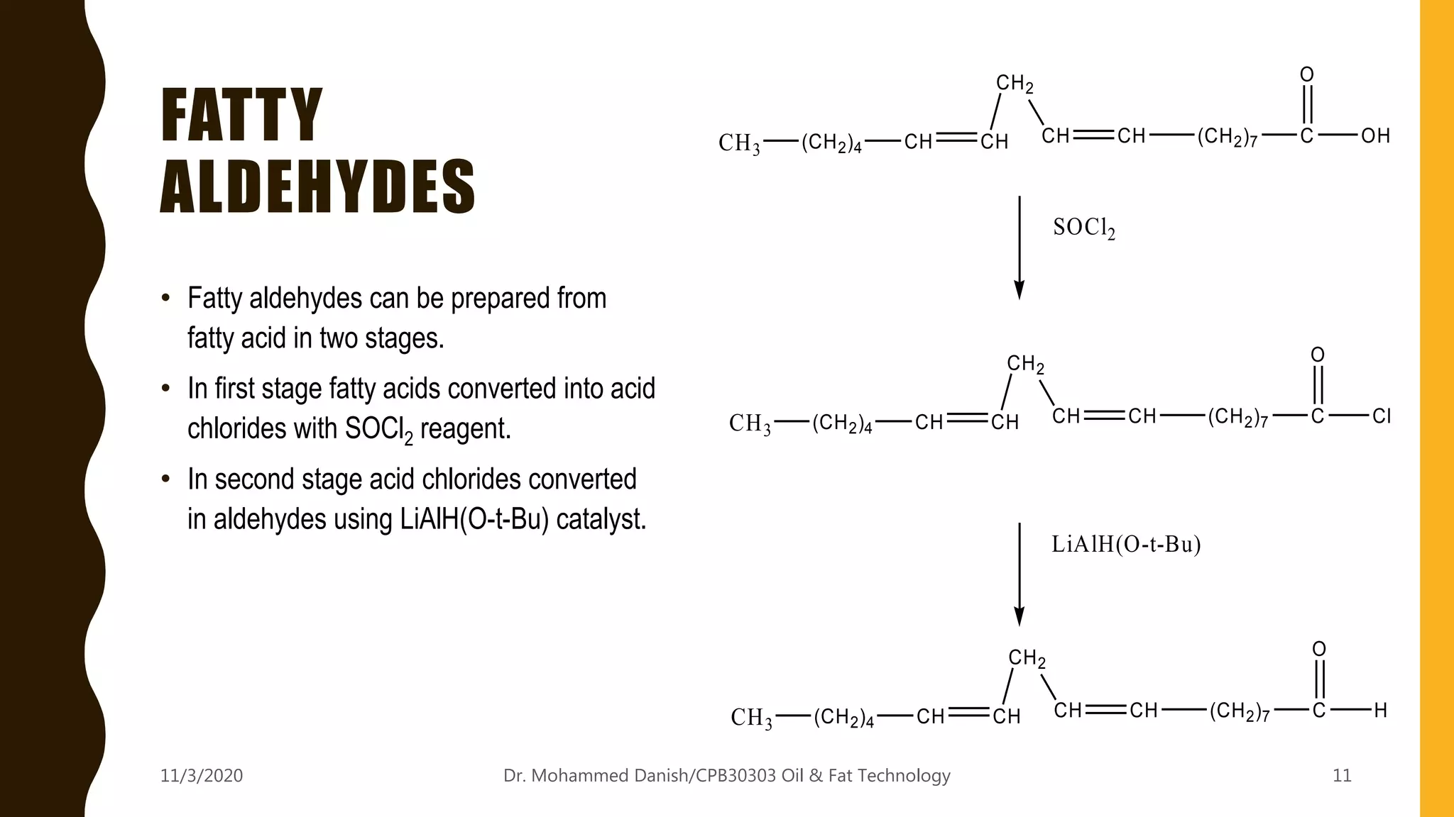 Fatty acid reaction and derivatives (Unit 5 b) | PPTX