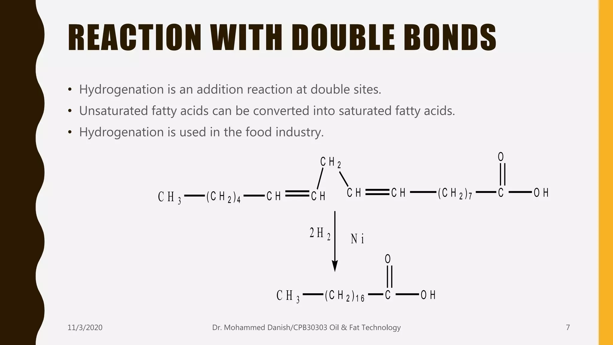 Fatty acid reaction and derivatives (Unit 5 b) | PPTX