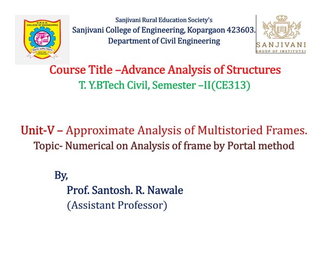 Approximate Analysis of Multistoried frame by Portal method | PDF