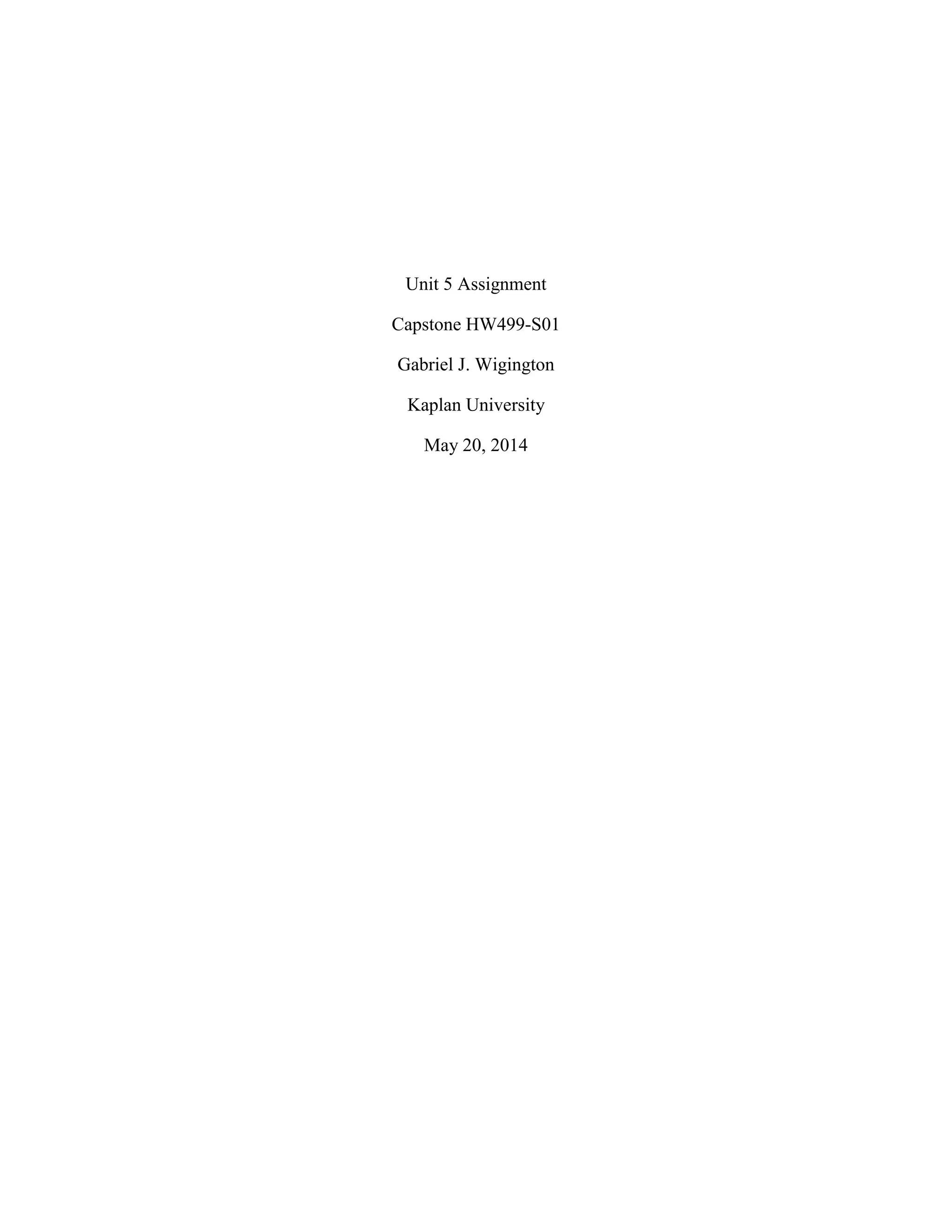 Unit 5 capstone assignment | DOCX