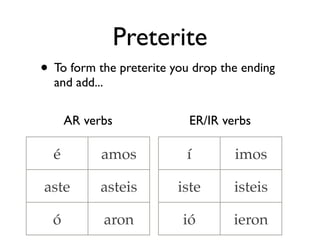 Unit 5 chapter 3 preterite notes