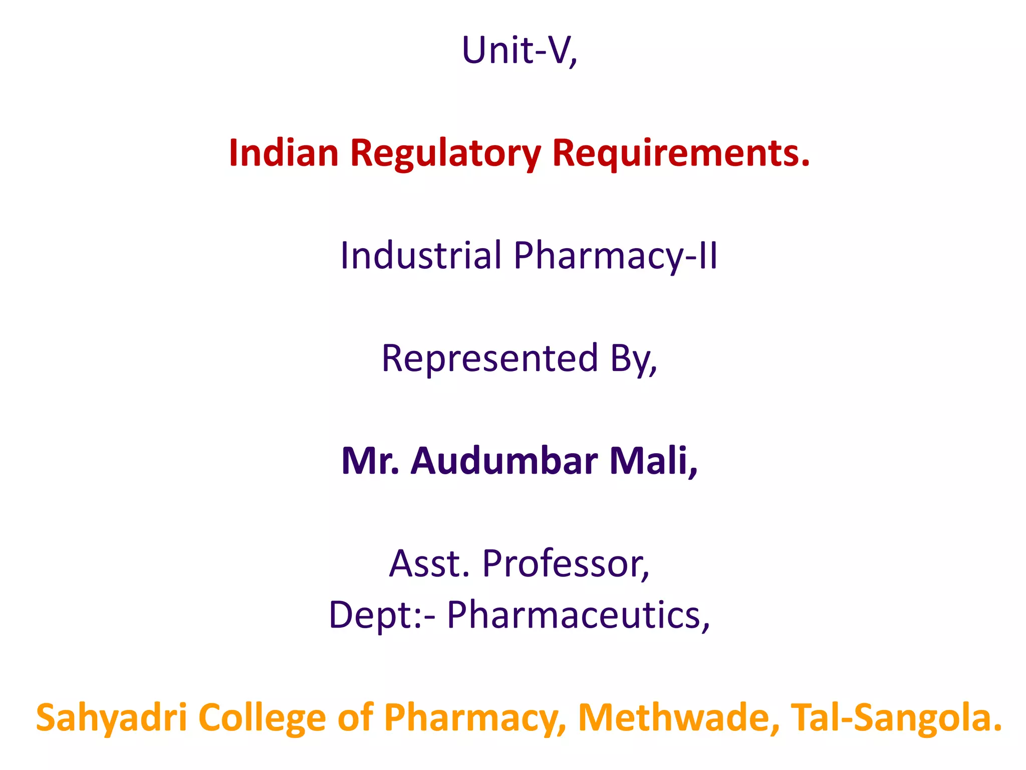 Indian Regulatory Requirements | PPTX
