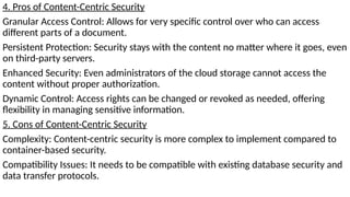 cloud computing and data security, content level security, pros and cons | PPTX