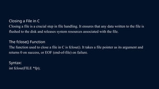 POINTERS AND FILE HANDLING - C Programming | PPTX