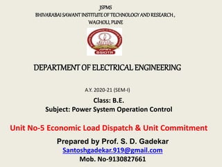 Unit 5 Economic Load Dispatch and Unit Commitment | PPTX